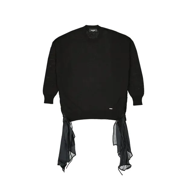 Dsquared2 Cotton Sweater With Drawstring Detail - Black
