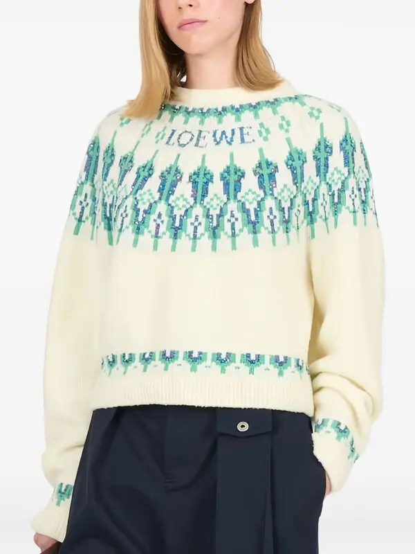 Loewe Wool Blend Crewneck Sweater With Fairisle Pattern - Multicolor