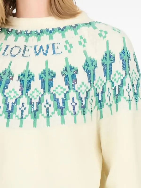 Loewe Wool Blend Crewneck Sweater With Fairisle Pattern - Multicolor