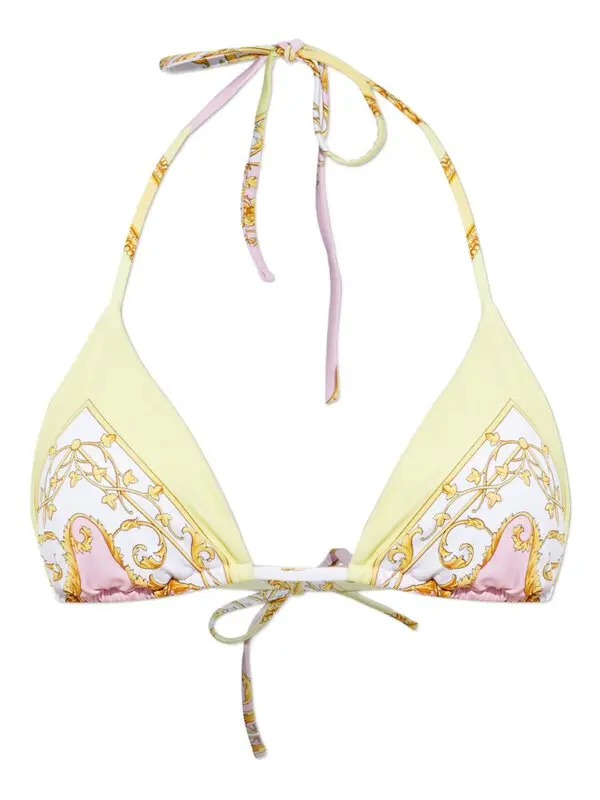 Versace Barocco Print Triangle Bikini Top - Multicolor