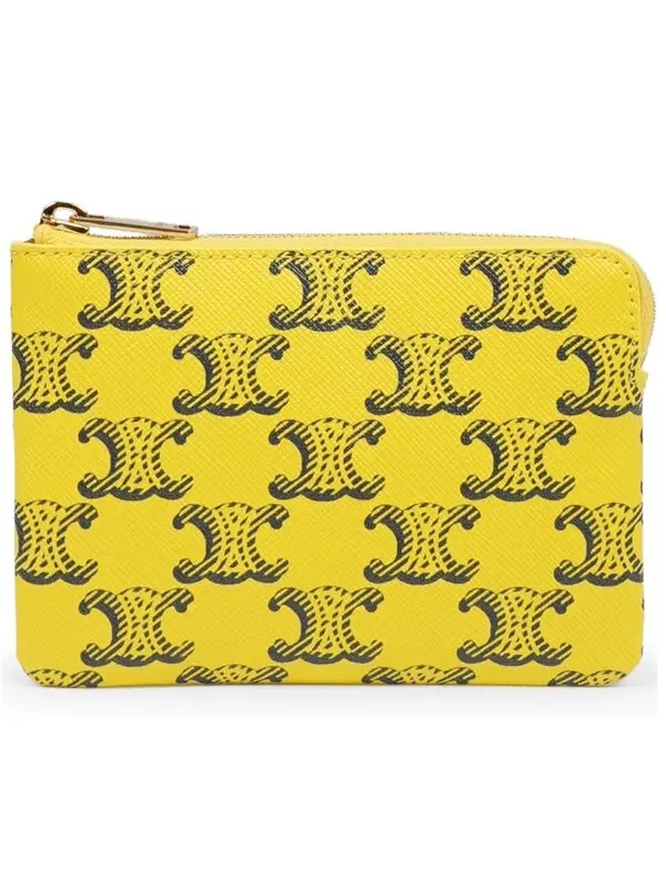 Celine Triomphe Canvas Coin Purse - Yellow