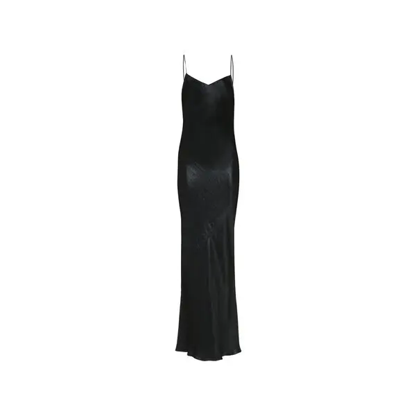 Saint Laurent Long Satin Dress - Black