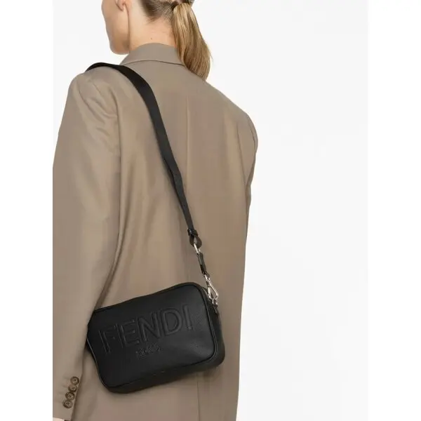 Fendi Embossed Logo Calf Leather Satchel