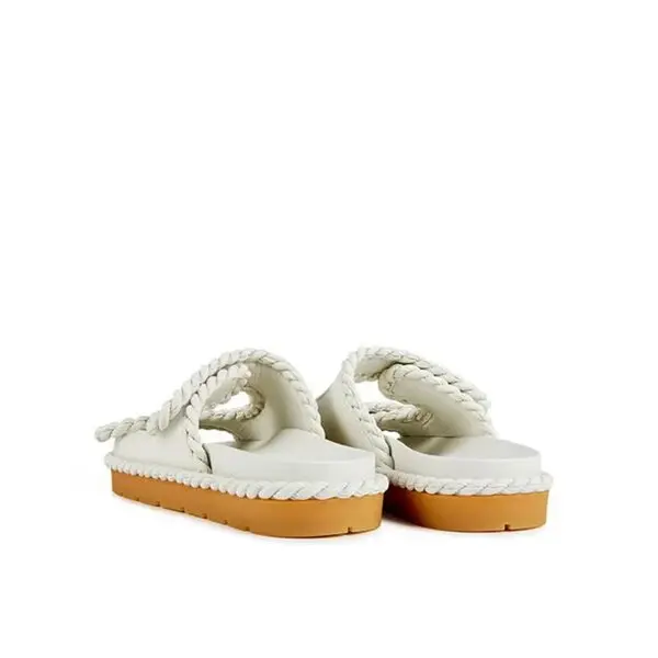 Bottega Veneta Flat Mule Sandals With Torchon Piping - White