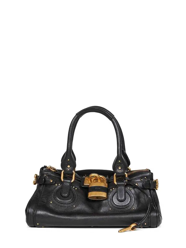 Chloé Black Paddington Shoulder Bag With Studs - Multicolor