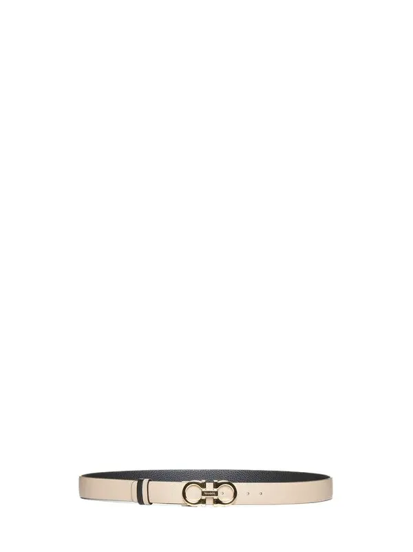 FERRAGAMO Reversible Grained Leather Gancini Belt - Multicolor