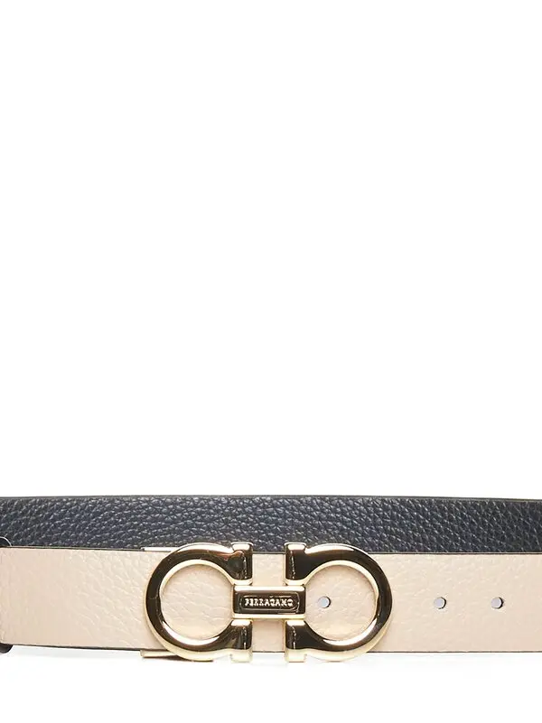 FERRAGAMO Reversible Grained Leather Gancini Belt
