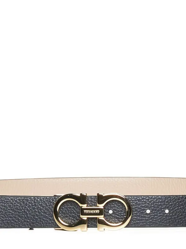 FERRAGAMO Reversible Grained Leather Gancini Belt