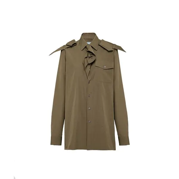 Prada Cotton Shirt With Back Logo Detail - Green