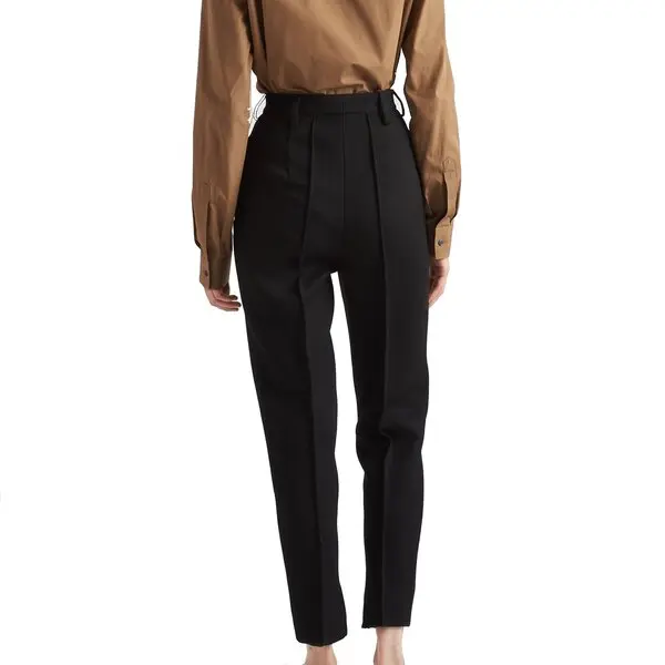 Prada Virgin Wool High Waist Pants - Black