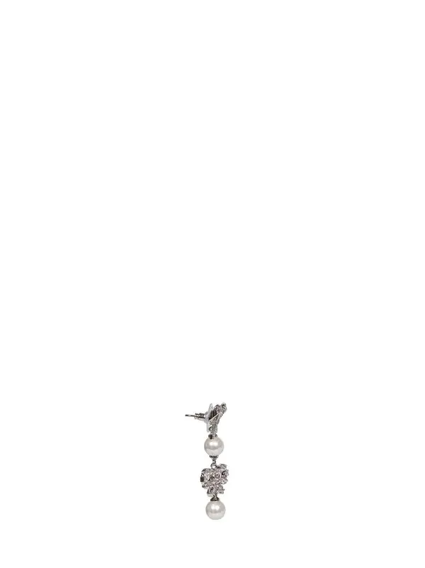 SELF-PORTRAIT Double Bow Pearl Drop Earrings - Multicolor