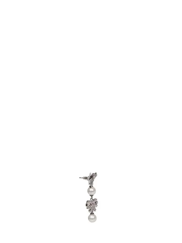 SELF-PORTRAIT Double Bow Pearl Drop Earrings - Multicolor