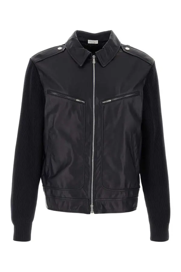 Brunello Cucinelli Leather And Knit Jacket