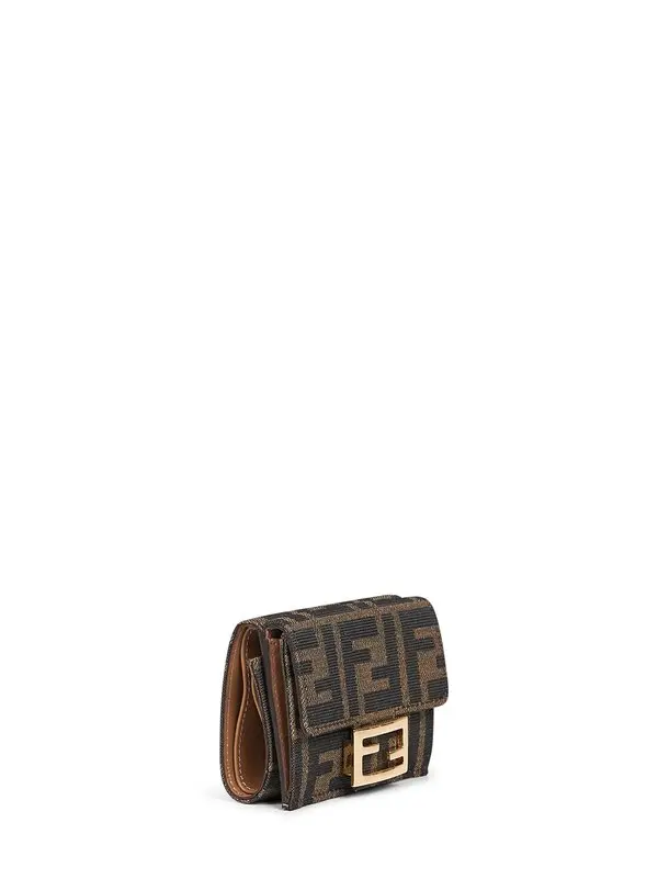 Fendi Brown Baguette Micro Trifold Wallet - Multicolor