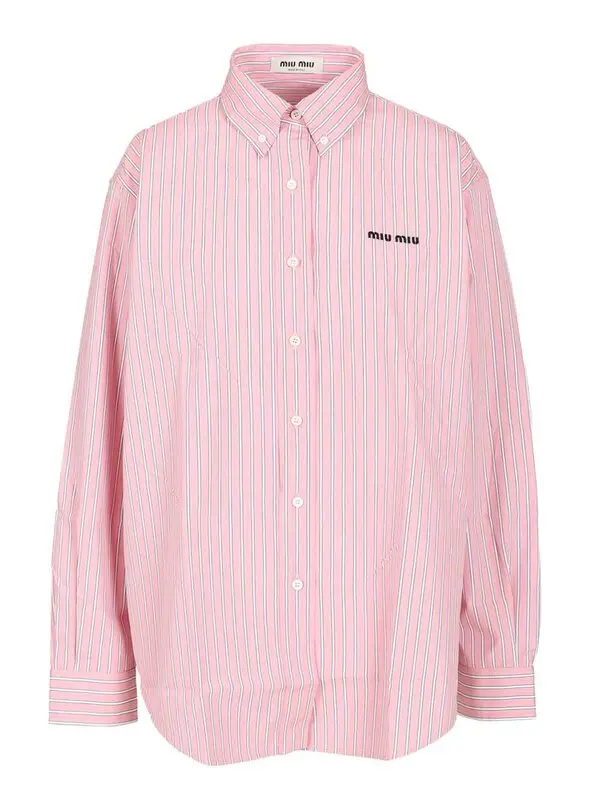Miu Miu Striped Poplin Button-down Shirt