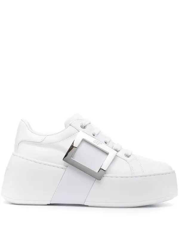ROGER VIVIER Viv Skate High Leather Sneakers With Buckle Detail - Multicolor