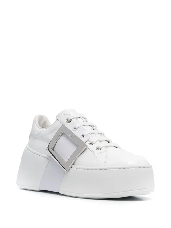 ROGER VIVIER Viv Skate High Leather Sneakers With Buckle Detail - Multicolor