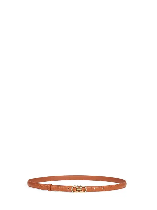 FERRAGAMO Beige Hammered Calfskin Gancini Belt - Multicolor