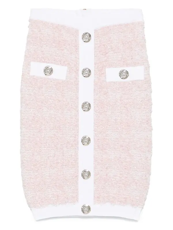 Balmain Tweed Skirt With Decorative Buttons - Multicolor
