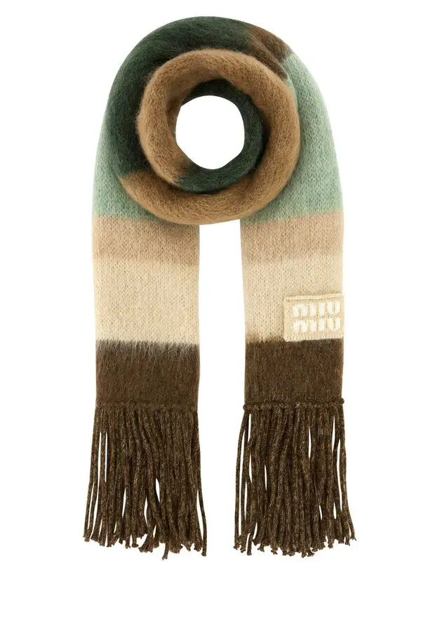 Miu Miu Embroidered Mohair Blend Scarf - Multicolor