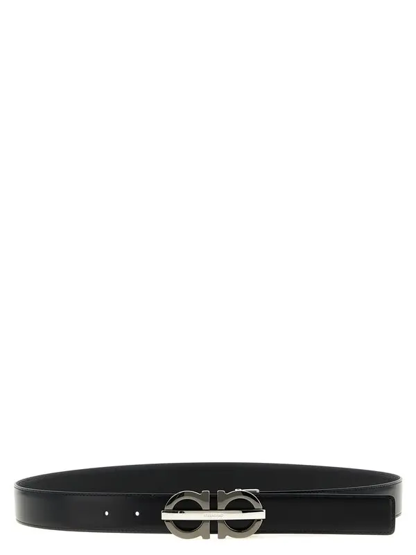 FERRAGAMO Gancini Reversible Belt - Black