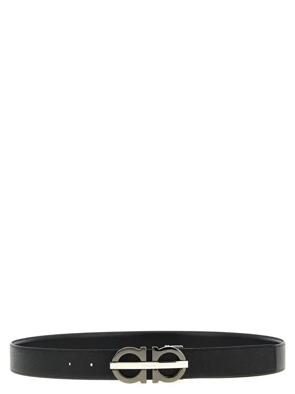 FERRAGAMO Gancini Reversible Belt - Black