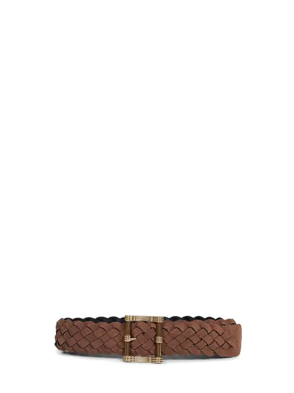 Etro Two-tone Woven Suede And Leather Reversible Belt - Multicolor