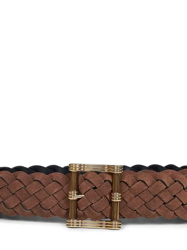 Etro Two-tone Woven Suede And Leather Reversible Belt