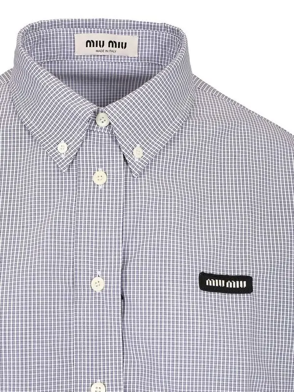 Miu Miu Checked Poplin Shirt - Blue