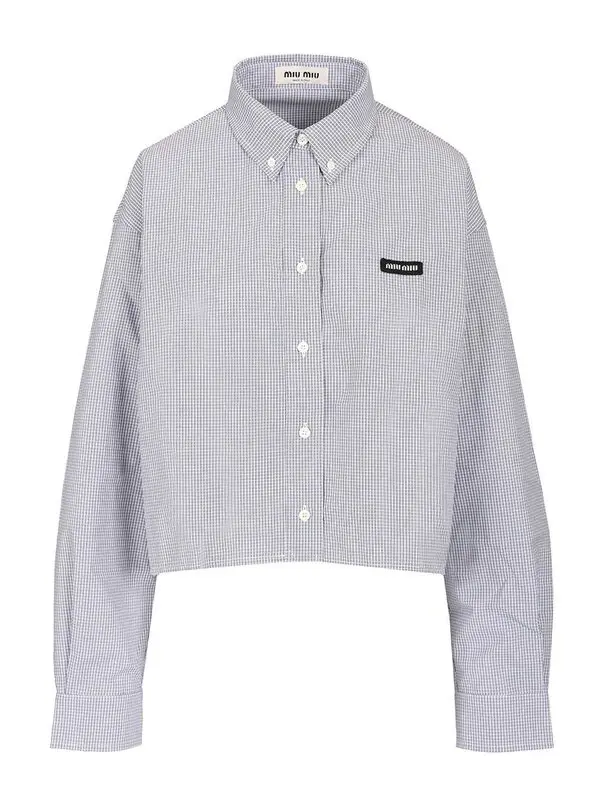 Miu Miu Checked Poplin Shirt - Blue