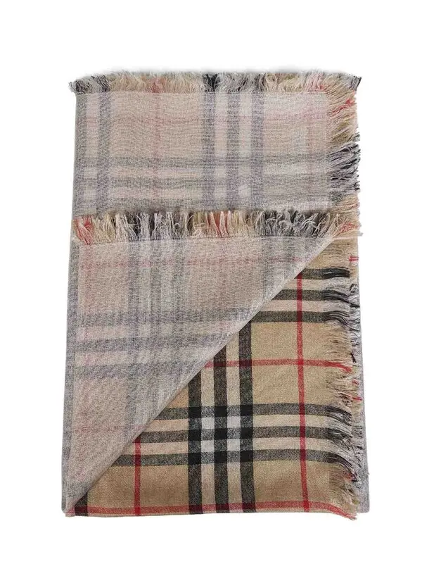 Burberry Archive Beige Check Silk And Wool Scarf - Multicolor