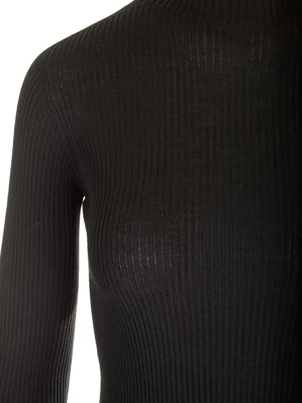 Sportmax Flavia Ribbed Knit Wool Turtleneck - Black