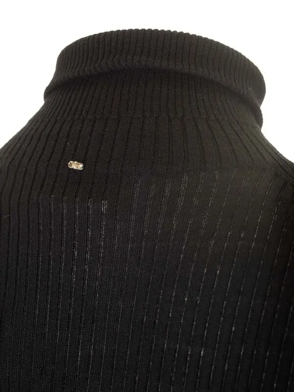 Sportmax Flavia Ribbed Knit Wool Turtleneck - Black