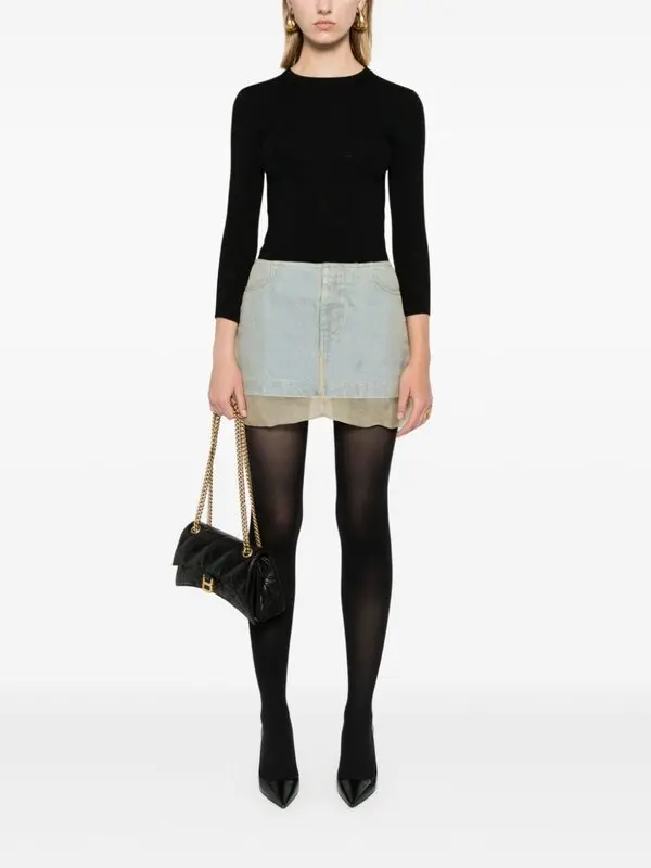 Balenciaga Open-knit Wool Bb Pattern Crew Neck Top - Multicolor
