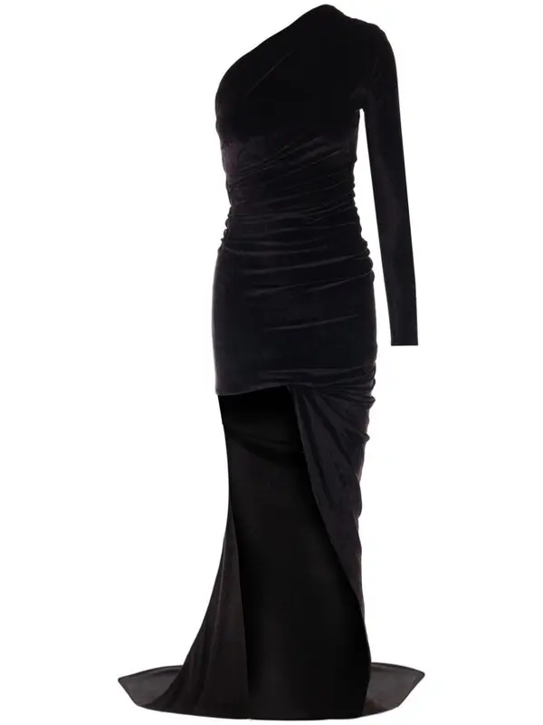 Balenciaga Velvet One-shoulder Maxi Dress - Multicolor
