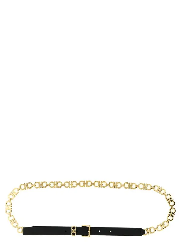 FERRAGAMO Gancini Chain Belt - Black