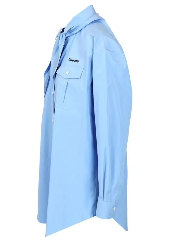 Miu Miu Oversized Poplin Shirt With Bandana Detail