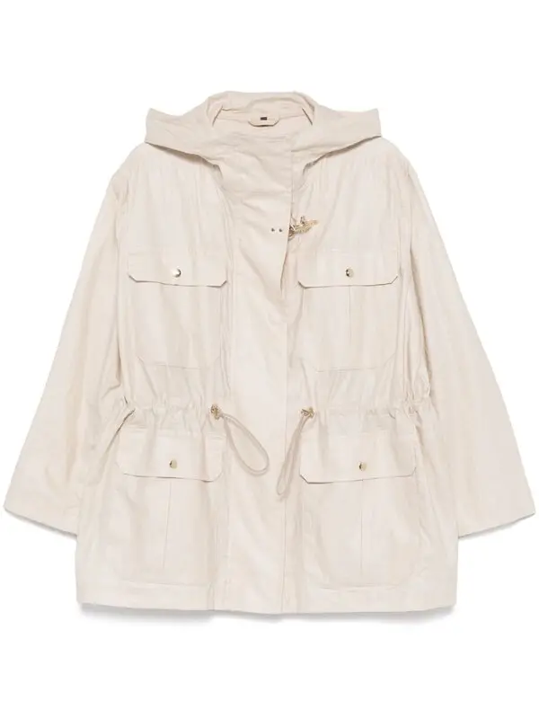 FAY Linen And Cotton Blend Parka Coat - Multicolor