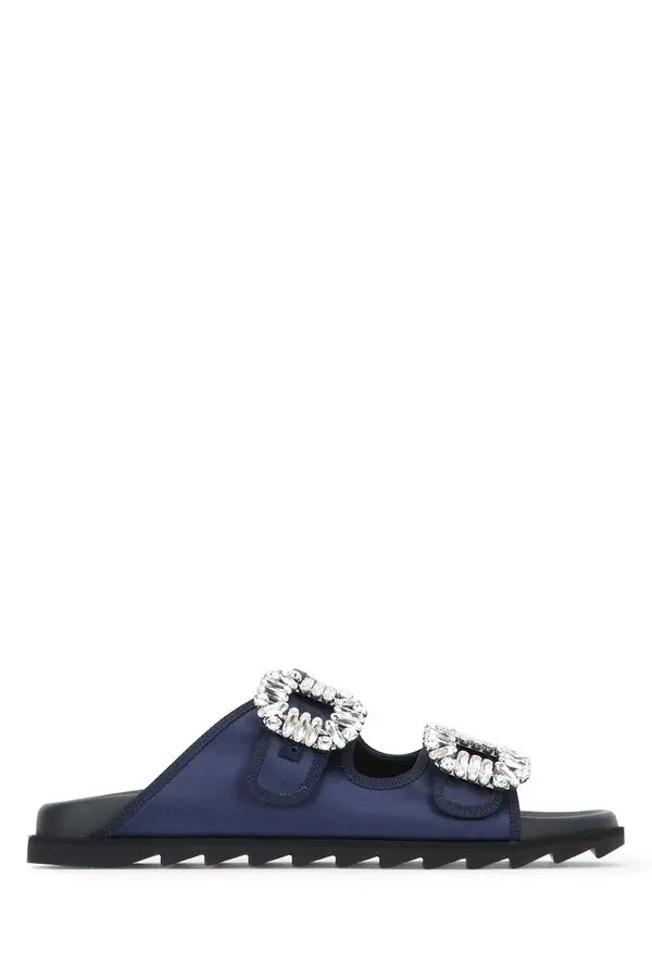 ROGER VIVIER Embellished Buckle Slides - Multicolor
