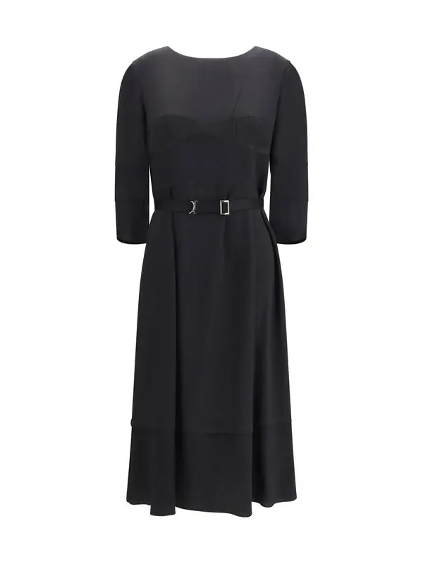Prada Wool And Silk Midi Dress - Black