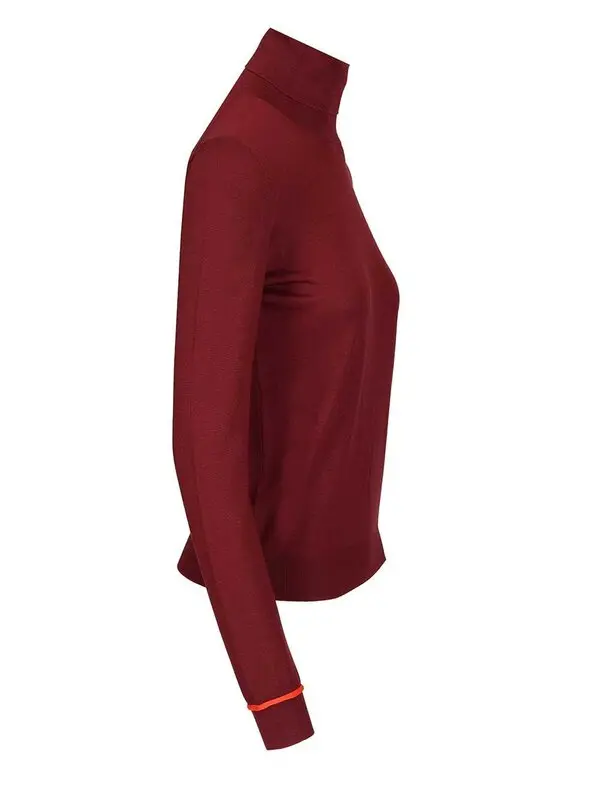 Loewe Wool Turtleneck With Ribbed Details And Logo Embroidery