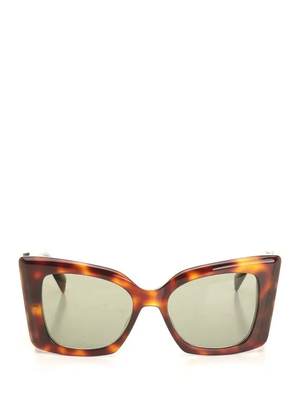 Saint Laurent Cat Eye Sunglasses With Monogram Detail - Brown
