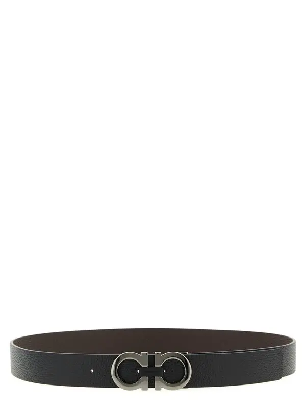 FERRAGAMO Gancini Reversible Belt - Black