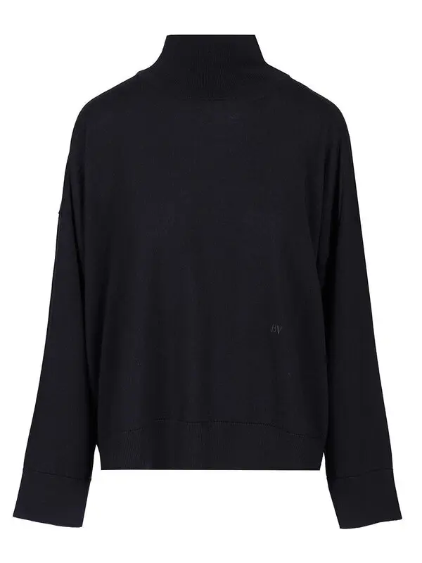 Bottega Veneta Wool Turtleneck Sweater With B.v. Embroidery - Blue