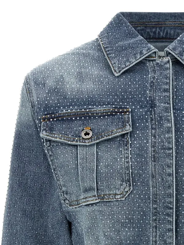 SELF-PORTRAIT Rhinestone Embellished Denim Jumpsuit