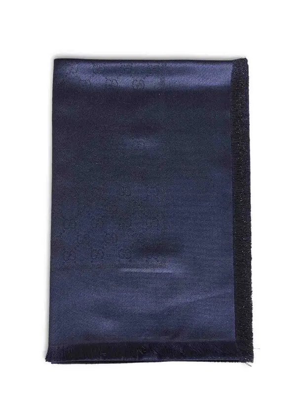 Gucci Dark Blue Gg Lamé Wool And Silk Shawl - Multicolor