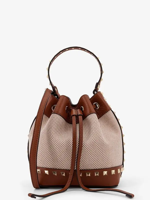 Valentino Garavani Rockstud Spike Canvas And Leather Shoulder Bag - Multicolor