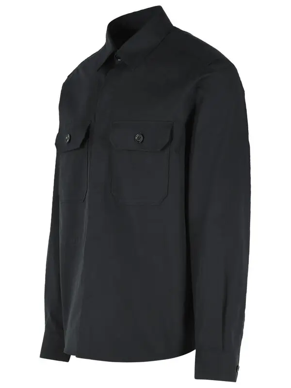 Zegna Stretch Cotton Overshirt - Black