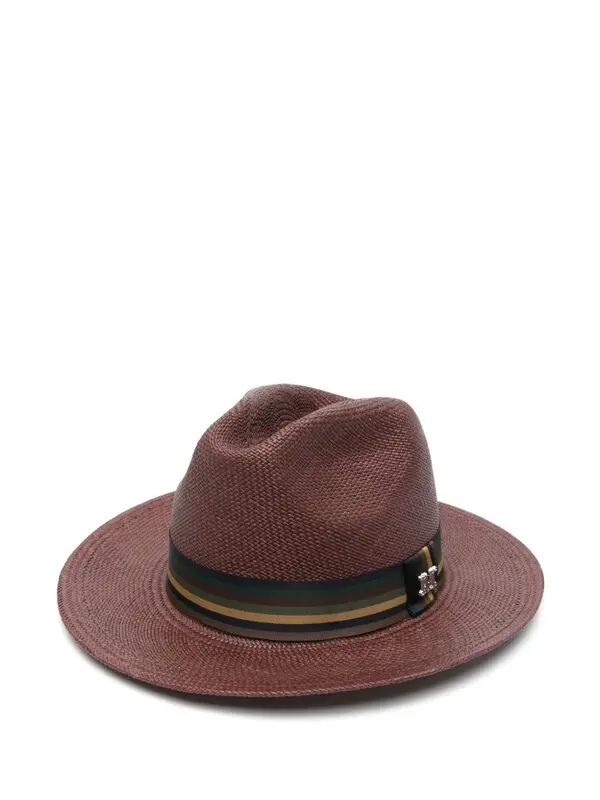 Max Mara Straw Fedora With Grosgrain Ribbon Trim - Multicolor