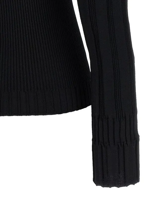 Balmain Ribbed Crew Neck Sweater With Lion Head Buttons - Black